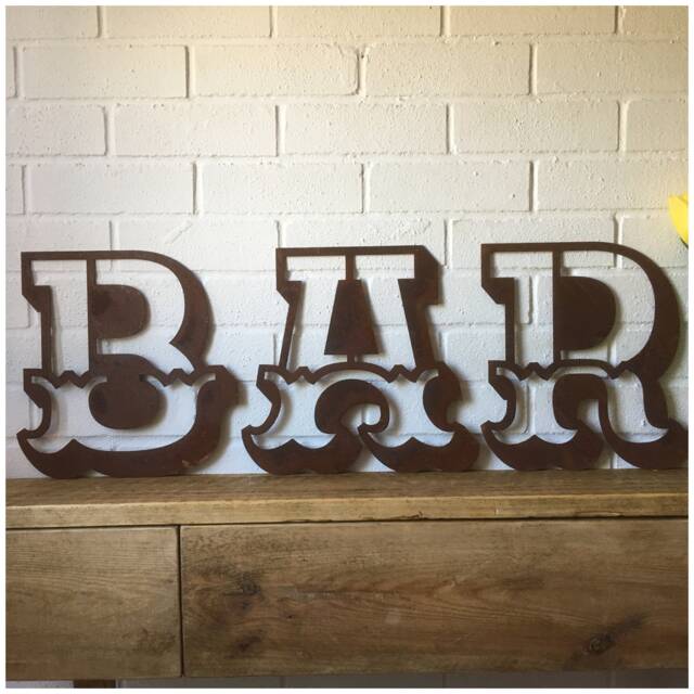 Rustic Bar Sign , Metal Letters Rusty Lettering Garden Home Decoration ...