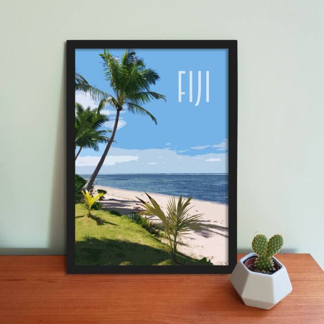 Fiji Travel Poster - Retro Vintage Style Art Print, Artwork, Homeware ...