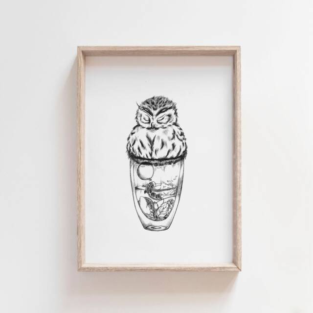 Soul Nurturing - Owl - Honey Lemon Ginger Tea Rest Ink Illustration ...