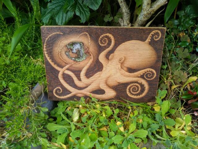 Octopus With Gemstones, Wood Burning, Pyrography by Etsy | ufurnish.com