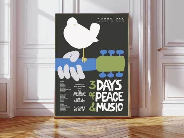 Woodstock Festival Art Print, Music Poster, Wall Decor, Art, Retro Jazz ...