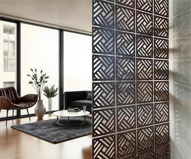 Geometric Room Divider Walnut Veneered Acm Hanging Panels by Etsy ...