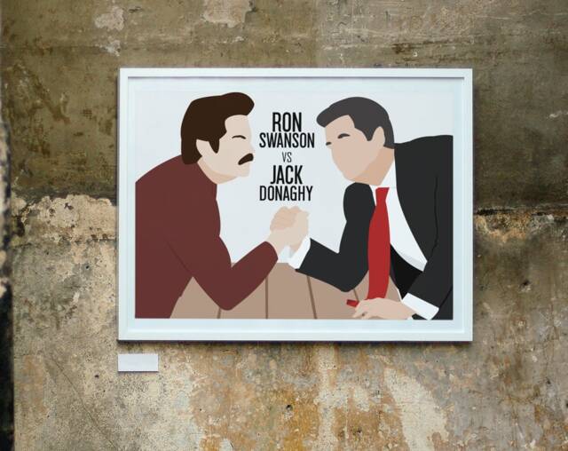 Ron Swanson Vs. Jack Donaghy Poster - 30 Rock, Parks & Rec, Wall Decor ...