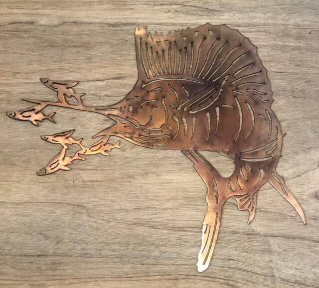 Sailfish Saltwater Fish Rustic Copper Patina Finish Metal Wall Art ...