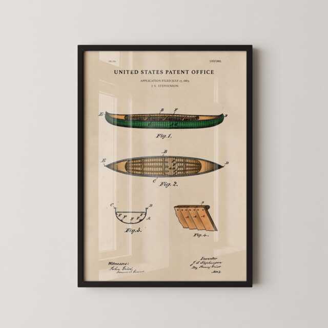 Canoe Patent Watercolor Print Vintage Sports Art, Cabin Decor by Etsy ...