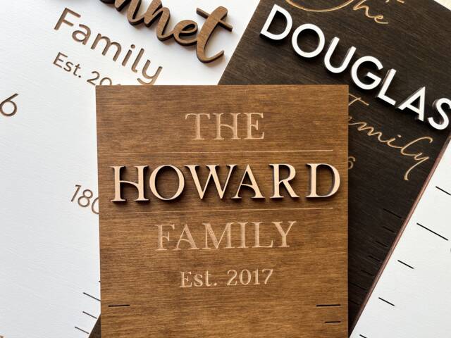 Family Name Growth Wood Height Chart Personalized Nursery Decor Wooden ...