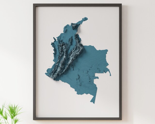 Colombia - Shaded Relief Map Natural Topography by Etsy | ufurnish.com
