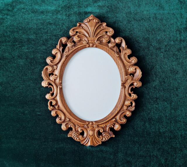Oval Carved Wooden Frame in The Baroque Style, Mirror Frame, Photo by ...
