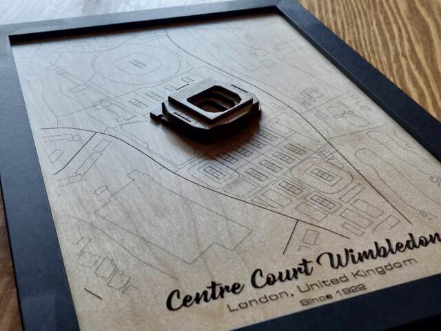 Wimbledon Centre Court Wall Art - 3D Multi Layered Laser Engraved Wood ...