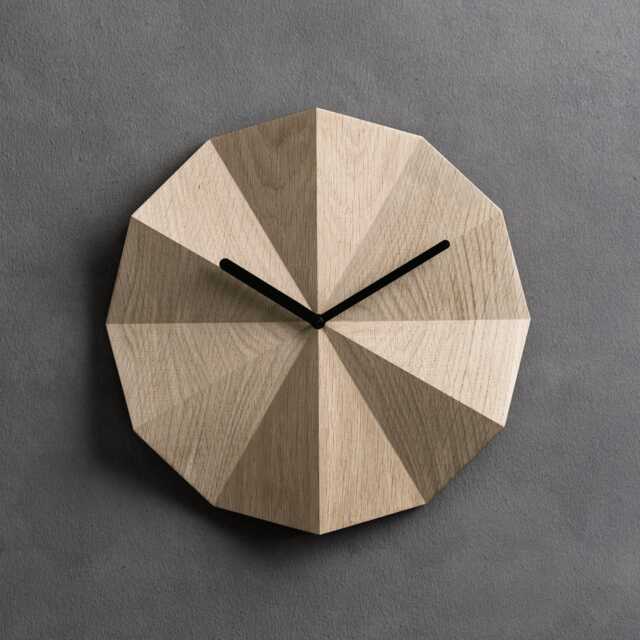 Delta Clock Oak Minimalist Wooden Wall Clock Natural Oak Unique Home ...
