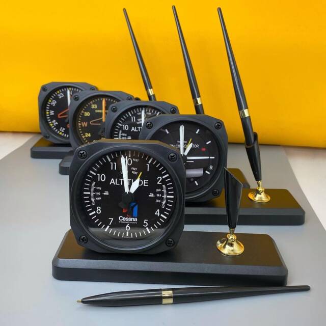 Aviation Table Clock, Airplane, Plane, Alarm Set With Pen, Gift For ...