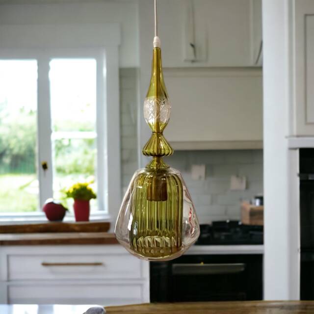 Hand Blown Glass Pendant Light - Kitchen Island Ceiling Blown Glass For ...
