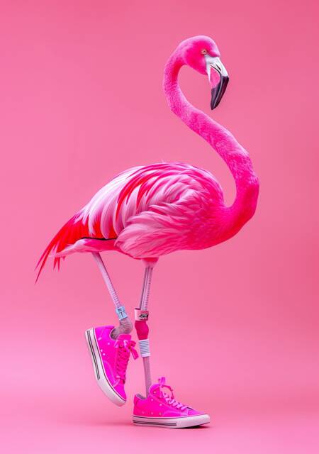 Funny Animal Wall Art Pink Flamingo Wearing Trainers Party Animal - A4 ...