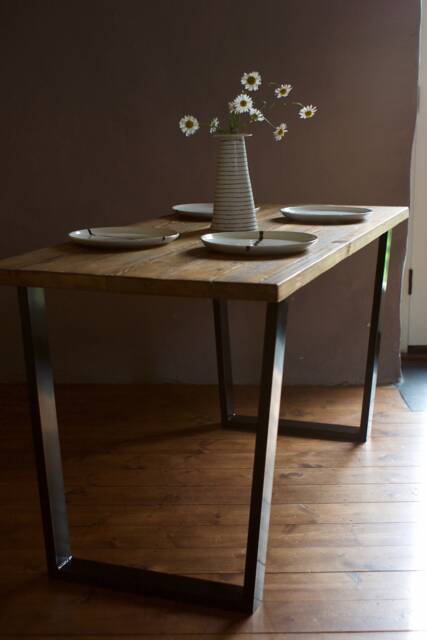 Reclaimed Wood Dining Table, V-Shape Legs, Customisable, Handmade in Uk ...