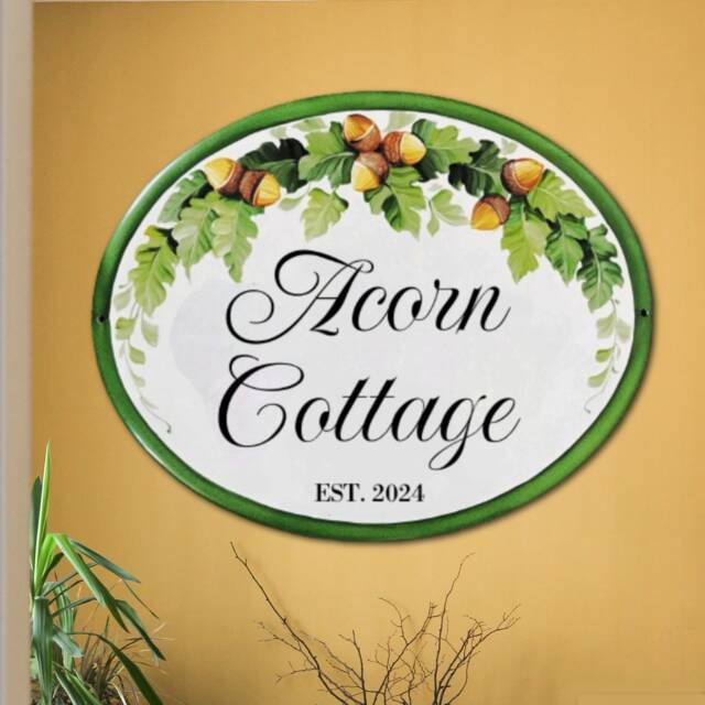 Acorn Custom House Sign Ceramic, Door For Cottage, Outdoor Wall Decor ...