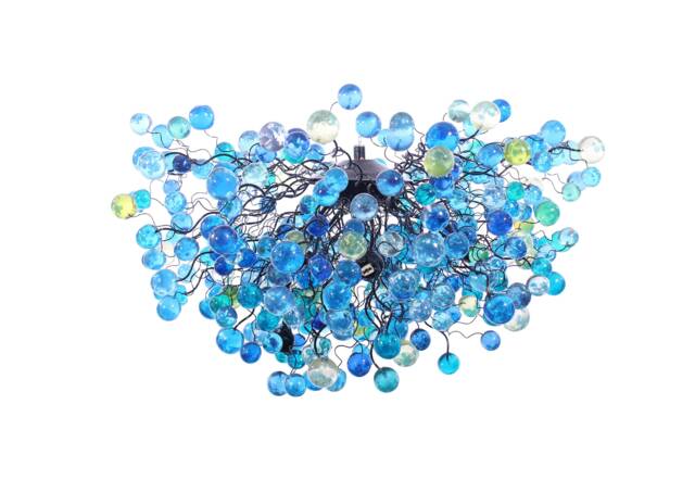 Blue Ceiling Lighting Fixture With Blue Bubbles For Dining Room, Living ...