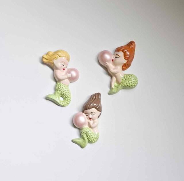 Kitsch Merbabies Wall Plaque Set X 3 - Vintage Style Chalkware, Mid ...