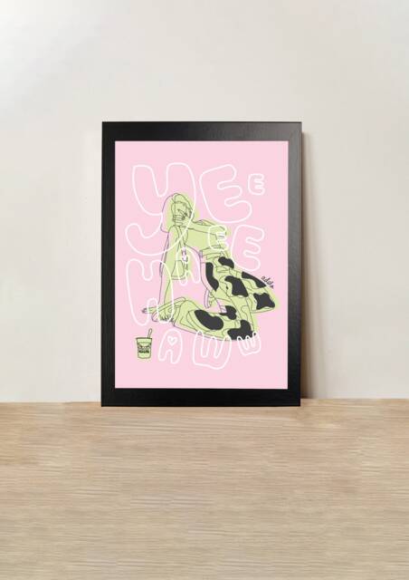 Yee-Haw Print - A4 A5 Home Decor Top Quality Fashion Cow Animal Farm ...