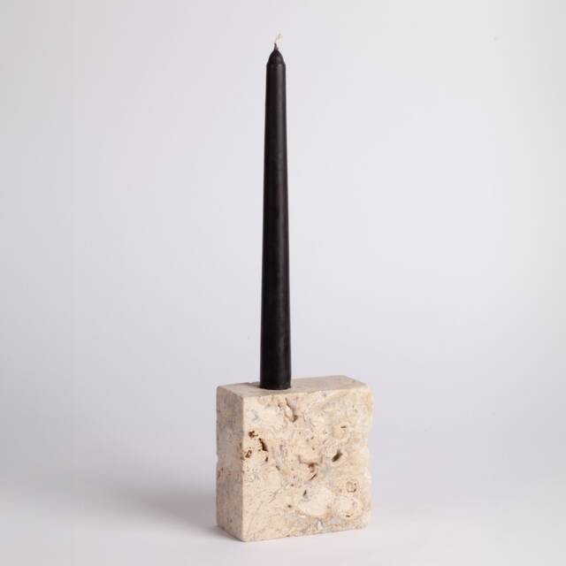 Travertine Square Candlestick Holder/Natural Stone Cylinder ...