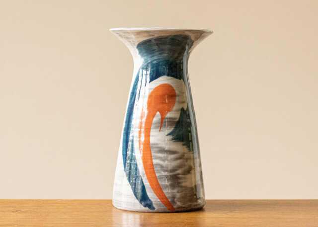 Large Handmade Pottery Vase With Blue & Orange Decoration Inspired By ...