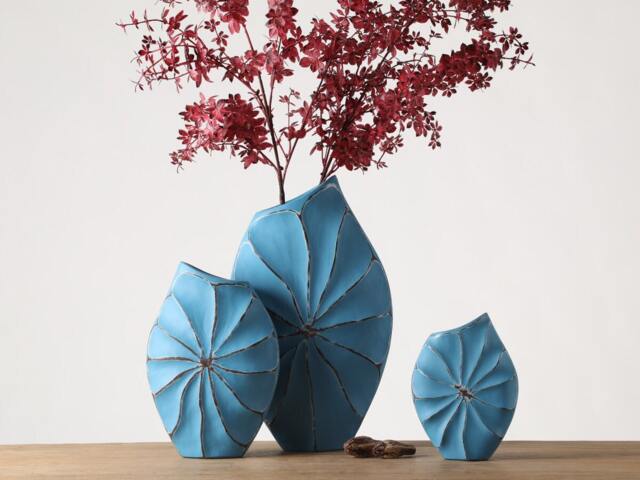 Blue Shell Patterned Vase - Large by Etsy | ufurnish.com