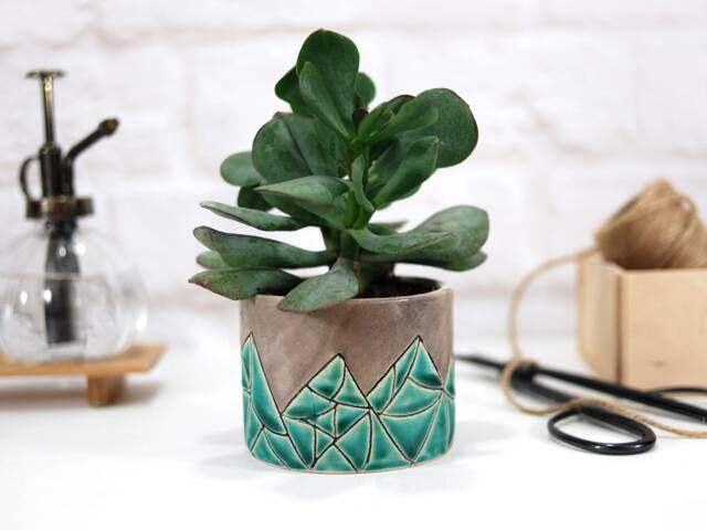 Handmade Turquoise Ceramic Planter Modern Indoor Garden Decor by Etsy ...