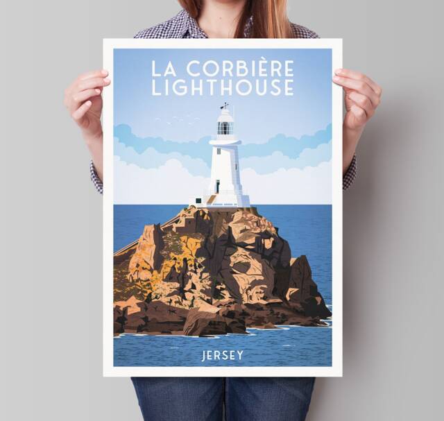 La Corbi??re Lighthouse Print - Jersey St. Br??lade Travel Poster by Etsy | ufurnish.com