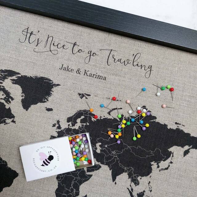 Map Of The World, Gift For Travellers, Wedding Anniversary Gifts Wife ...