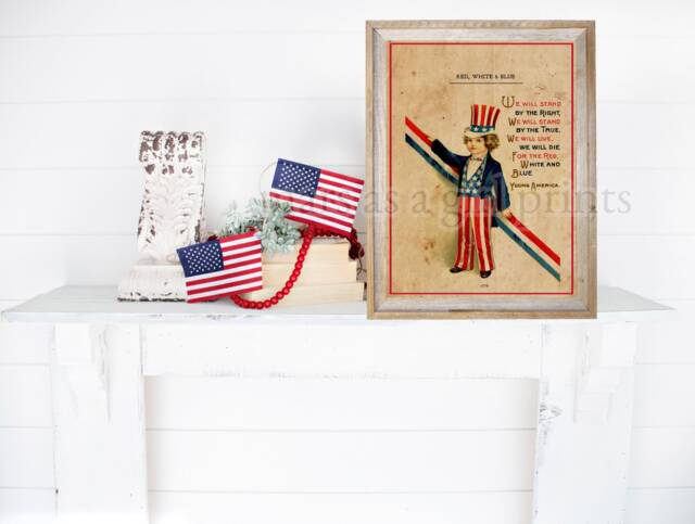 Vintage Patriotic Poem, Red, White & Blue, American Flag, Fourth Of ...