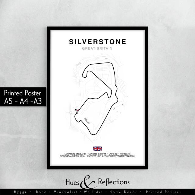 Silverstone Grand Prix Circuit Print, Formula 1 Track Poster, Office ...