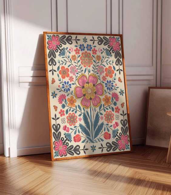 Vintage Mexican Poster, Prints, Decor, Traditional Latin Floral Print ...