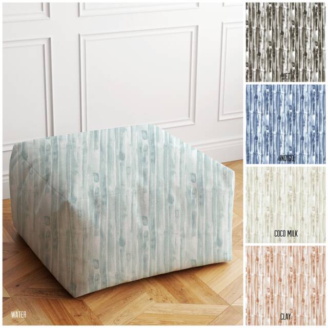 Water Colored Pouf Ottoman, Tie-Dye Style Pouf, Blue & White, Beigel ...