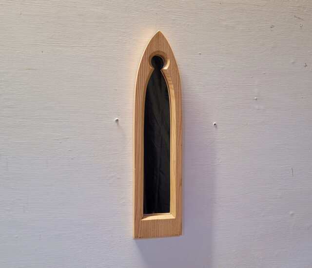 Unusual Gothic Arch Trefoil Keyhole Solid Wooden English Ash Mirror 50. ...