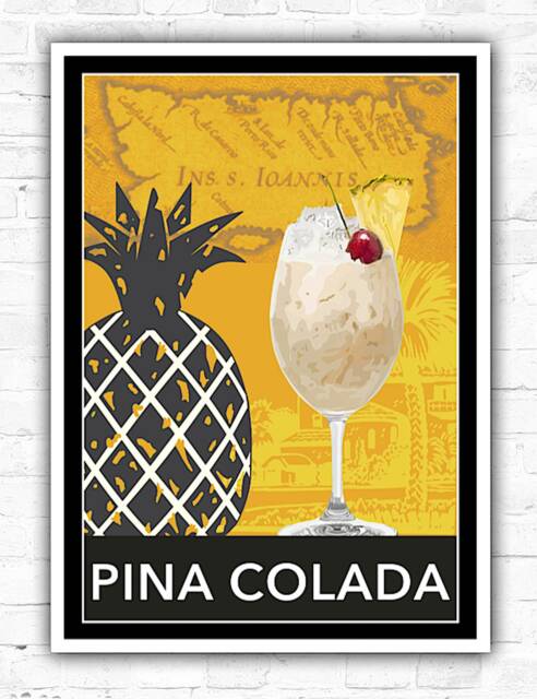 Pina Colada Cocktail Print Hand Drawn Bar Art Poster by Etsy | ufurnish.com