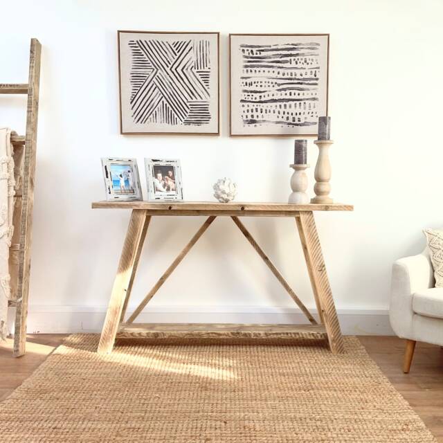Reclaimed Solid Wood Console Table, Narrow Hallway Display Unit ...