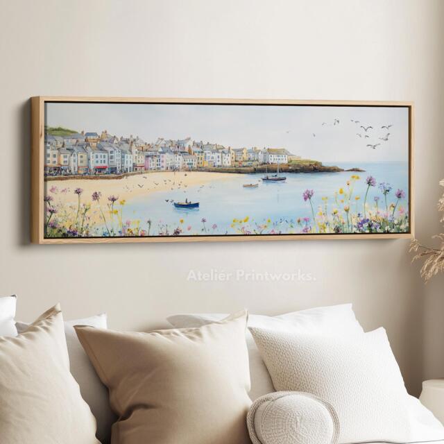 Coastal Painting Landscape Canvas Narrow Wall Art, Wide Wall Art ...