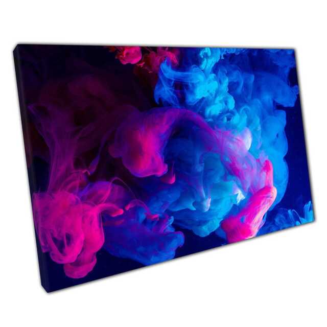 Vibrant Blue & Magenta Abstract Ink Canvas Print Swirling Contemporary ...