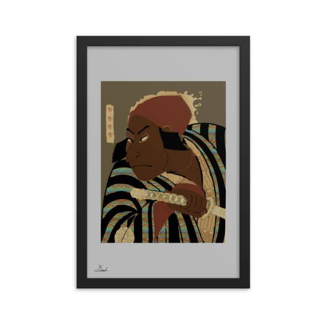 Framed Print, Based On Edo Style Woodblock, Redesigned With African ...