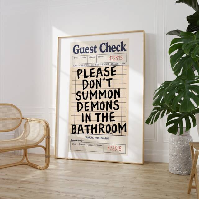 Please Don't Summon Demons in The Bathroom Print - Guest Check Poster ...