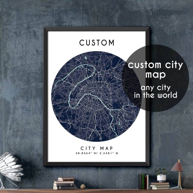 Personalized Vintage-style City Map Print Custom Wall Art Decor For ...