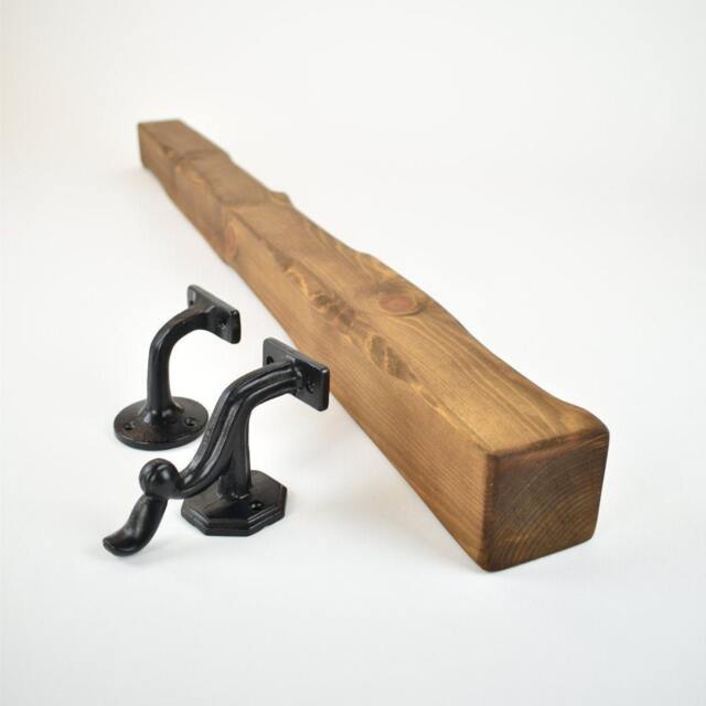 Handrail/Bannister Rail - Solid Wood & Wrought Iron Timber 7cm X Main ...