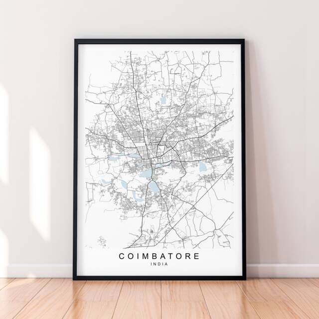Coimbatore City India Map Print Poster Minimalist Home Town Wall Art ...