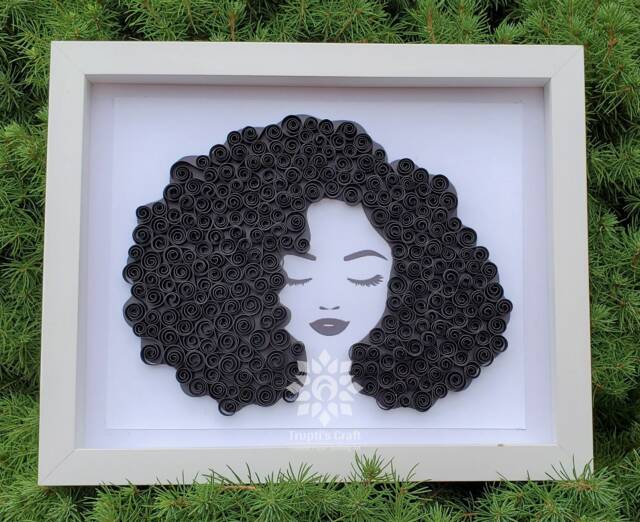 Paper Quilling Curly Hair Lady Portrait Frame Wall Art D??cor/Afro Art ...