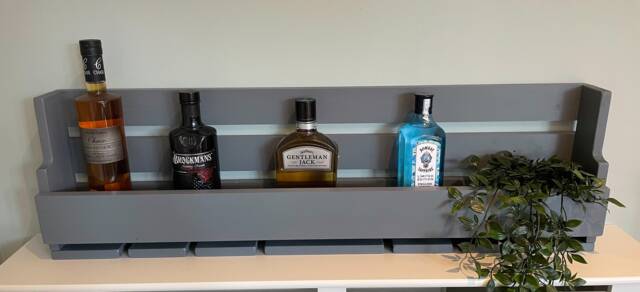 Dark Grey Home Bar, Gin Rack, Wine & Glass Holder, Drinks Prosecco ...
