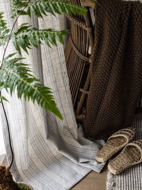 Yanyuu Linen Curtain, Natural Blackout Thermal Custom Curtain Panel ...