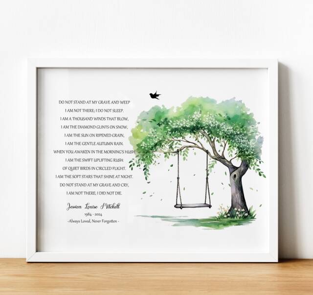 Personalised Condolence Gift, Custom Poem Print Sympathy Gift Loss Of ...