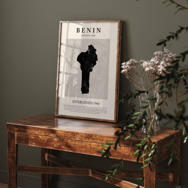Benin Map Vintage Abstract Wall Art Print Picasso + Matisse Inspired ...