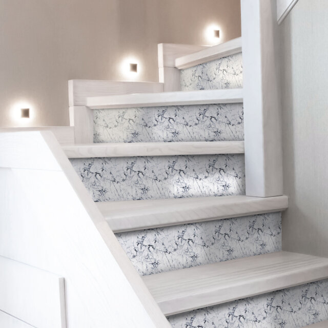 Classic White Marble Stair Riser Stickers - Pack Of 6 Removable Tile ...