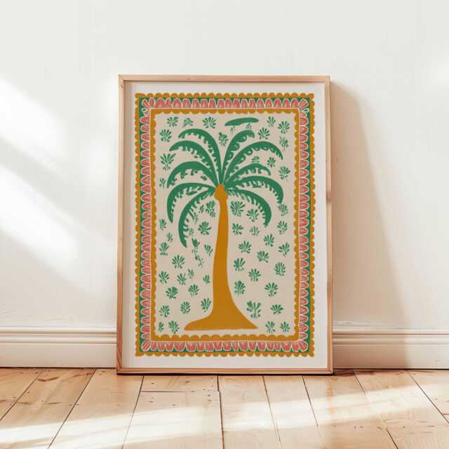 Middle Eastern Poster, Folk Art Palm Tree Print, Arabic Wall Art, Boho ...