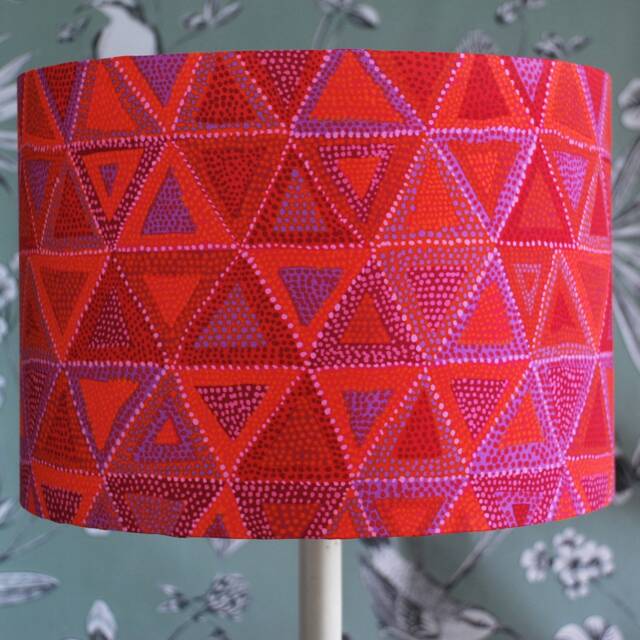 Handmade Triangle Pattern Lampshade, Red White Lining, Table Kaffe ...